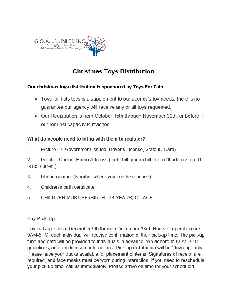 Toys For Tots Distribution